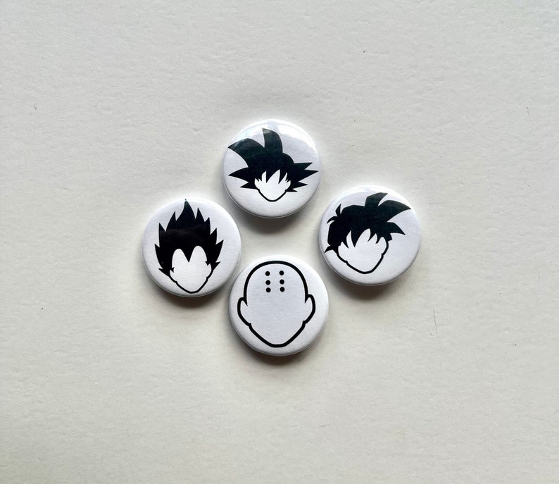 Dragon Ball Z Character Pinback Buttons: Goku, Gohan, Vegeta, Krillin ...