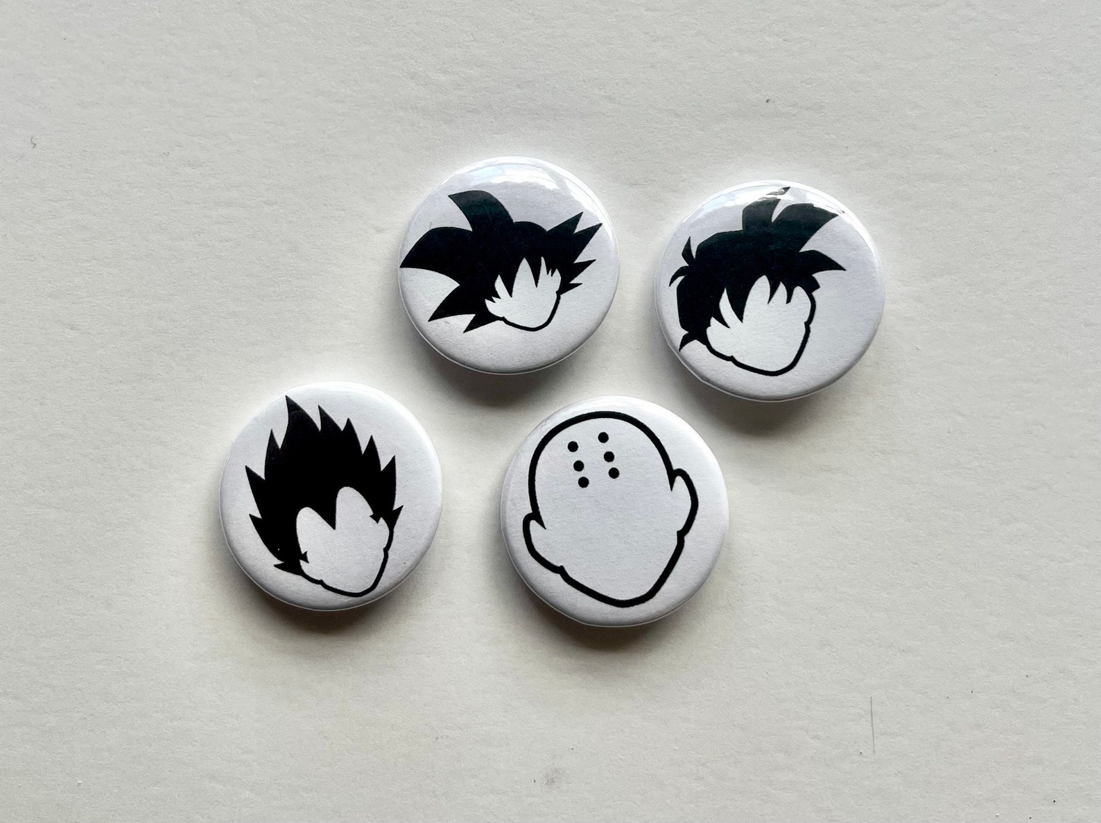 Dragon Ball Z Character Pinback Buttons: Goku, Gohan, Vegeta, Krillin ...