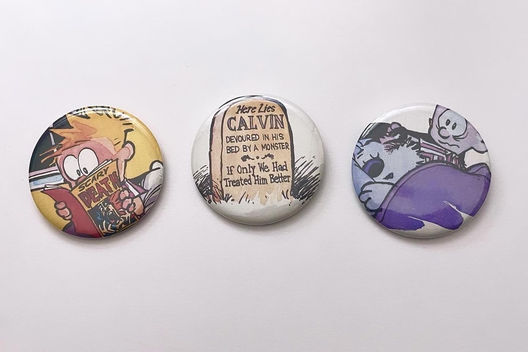 Calvin and Hobbes Set of 3 X 2.25 Authentic Comic Book Pins Button Pins ...