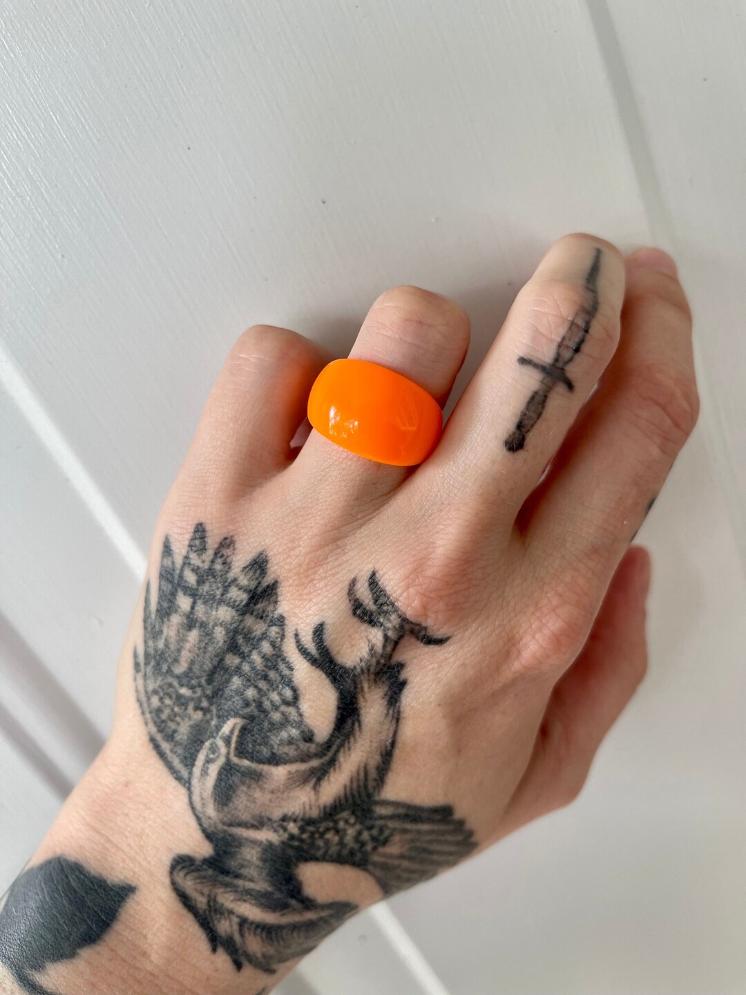 Retro Neon Orange Plastic Globe Shaped Rings - Etsy