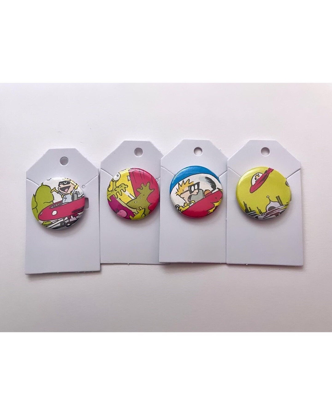 Calvin and Hobbes Comic Pins: Handmade Space Theme Buttons, Set of 4 - Etsy