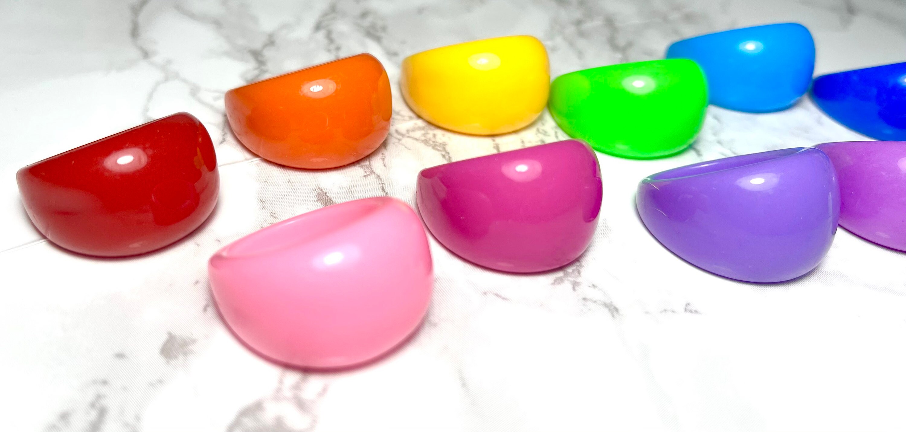 Vintage Bright Thick Plastic Statement Rings | Etsy