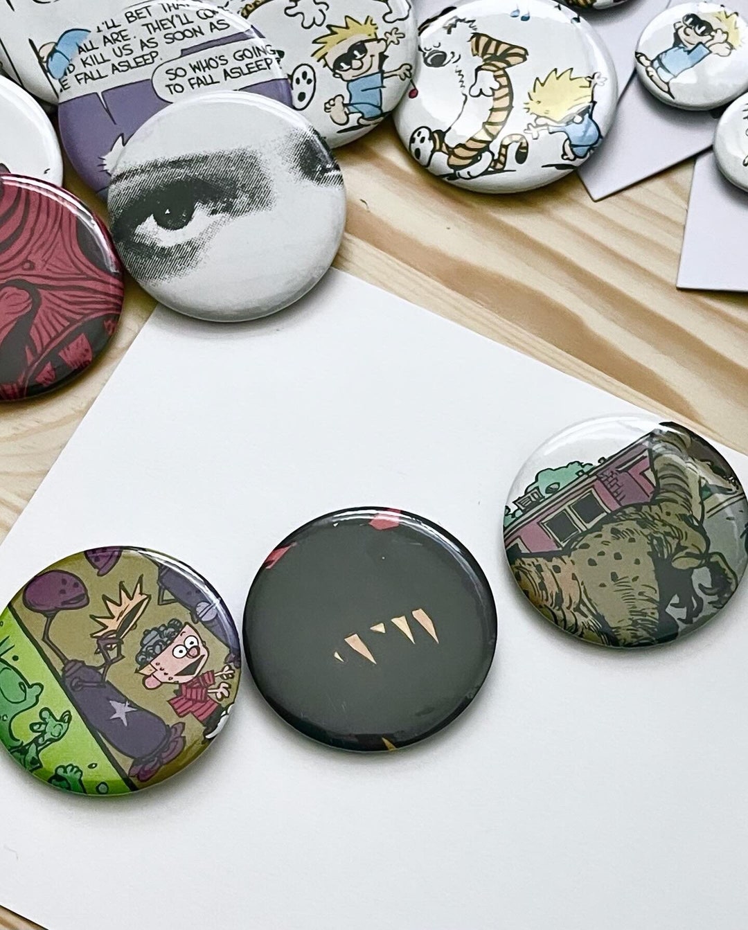 Calvin and Hobbes Set of 3 X 2.25” Authentic Comic Book Pins! Button ...