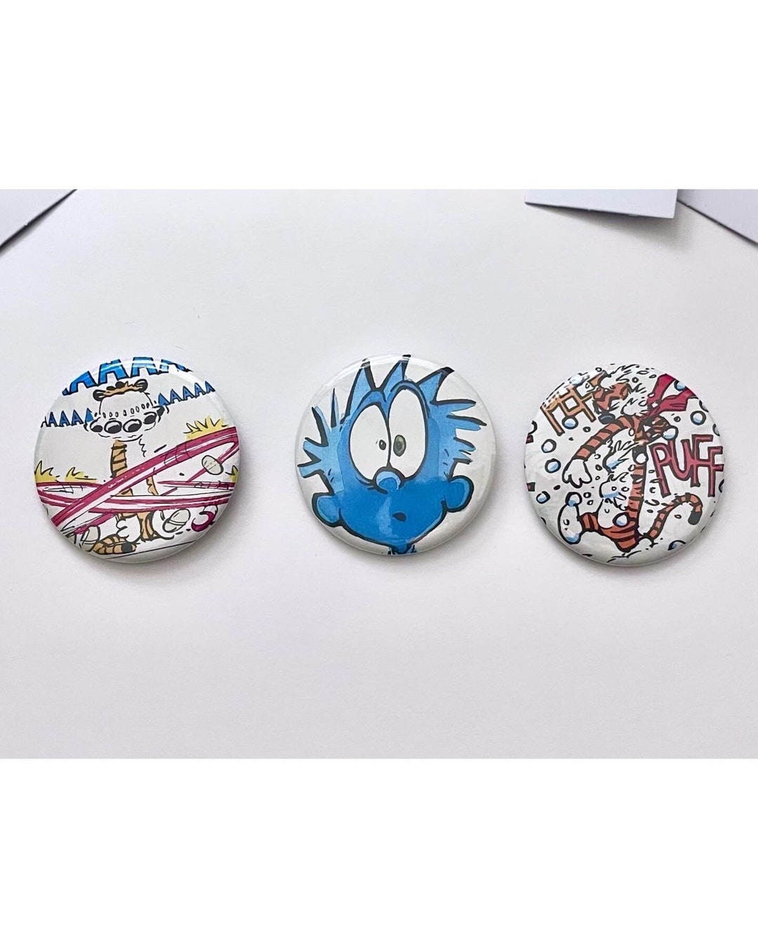 Calvin and Hobbes Comic Book Pins: Handmade Authentic Button Set - Etsy