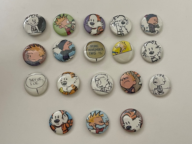 Authentic 1” Calvin and Hobbes Handmade Button Badge Pins in Color - Etsy