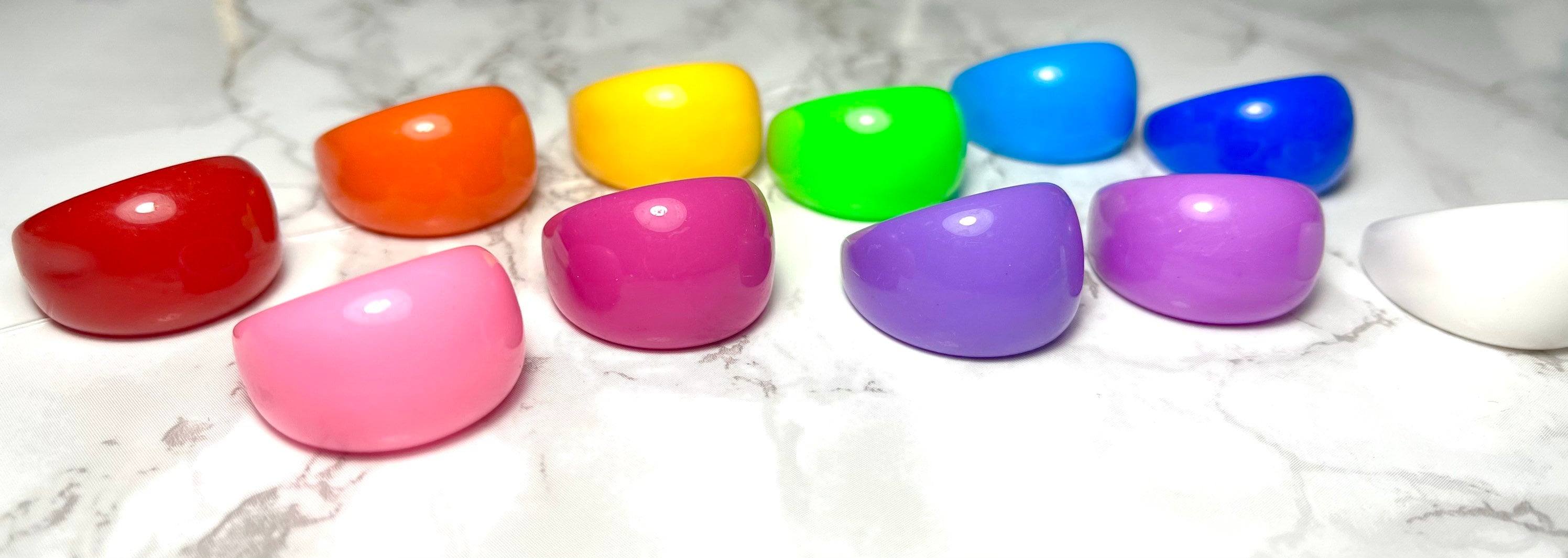 Vintage Bright Thick Plastic Statement Rings | Etsy