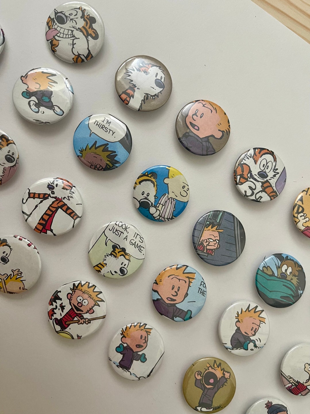 Authentic 1.25 Calvin and Hobbes Handmade Button Badge Pins in Color - Etsy