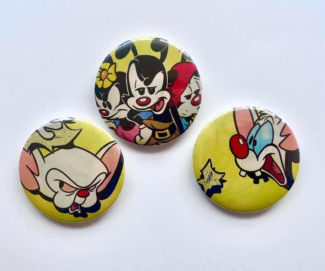 Handmade 2.25” Vintage Animaniacs, Pinky & the Brain Button Badge Pins ...