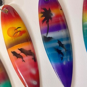 Painted Wooden Surfboard Keychains - Etsy