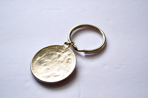 Vintage Half-Moon Blue/Teal Sparkle Keychain - Gem