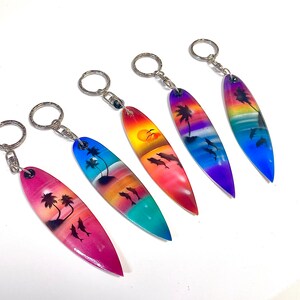 Painted Wooden Surfboard Keychains - Etsy