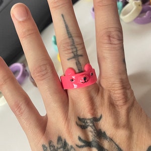 Kawaii Y2k Plastic Bear Statement Rings - Etsy
