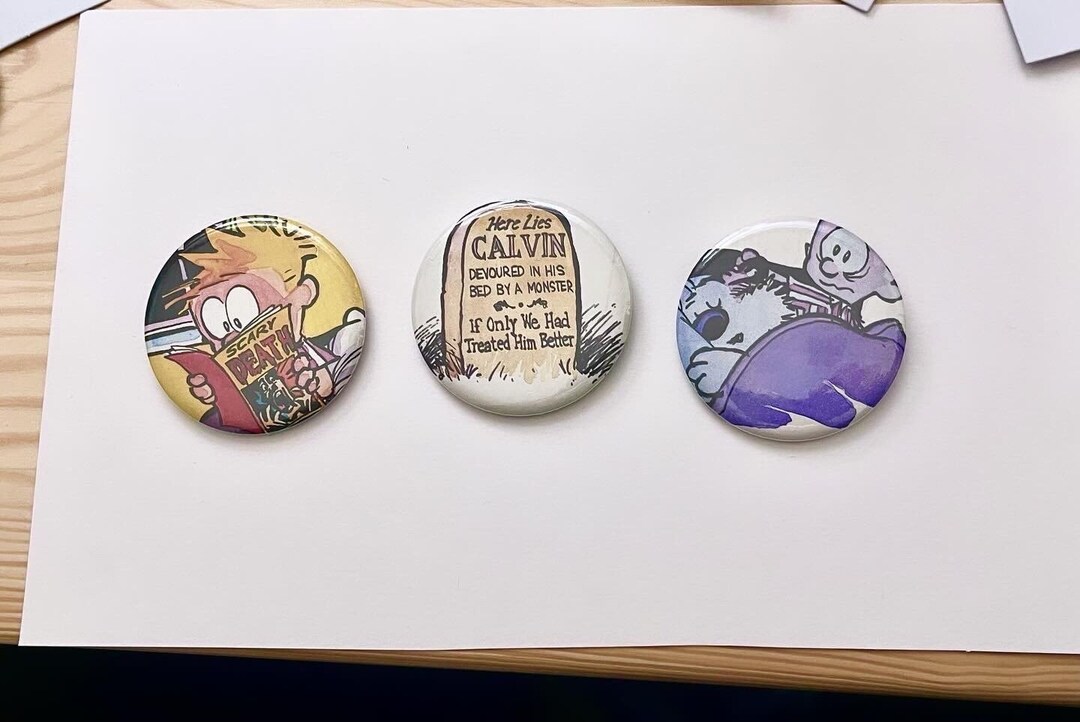Calvin and Hobbes Set of 3 X 2.25” Authentic Comic Book Pins! Button ...