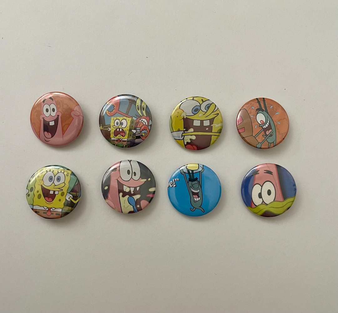 Spongebob, Patrick, Plankton 1.25 Handmade Button Badge Pins - Etsy