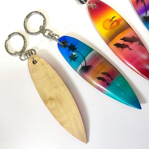 Painted Wooden Surfboard Keychains - Etsy