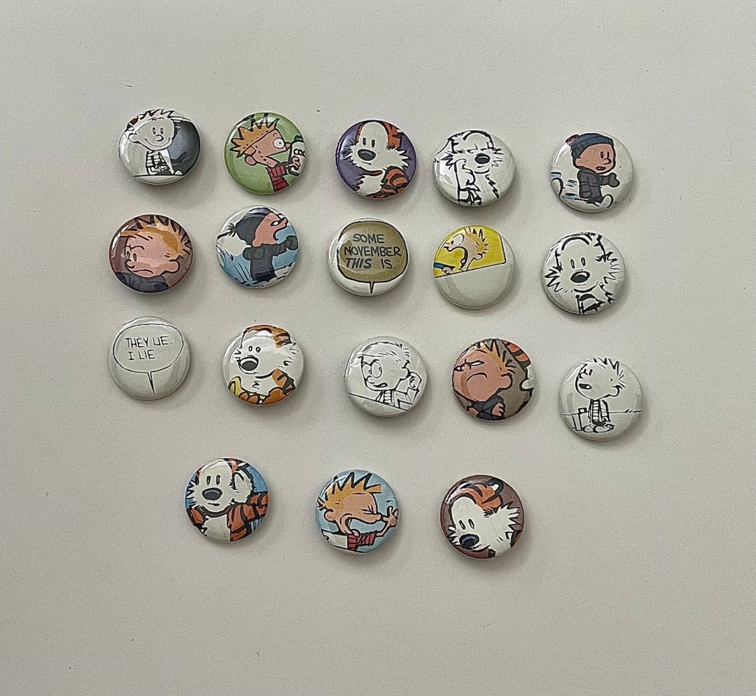 Authentic 1” Calvin and Hobbes Handmade Button Badge Pins in Color - Etsy