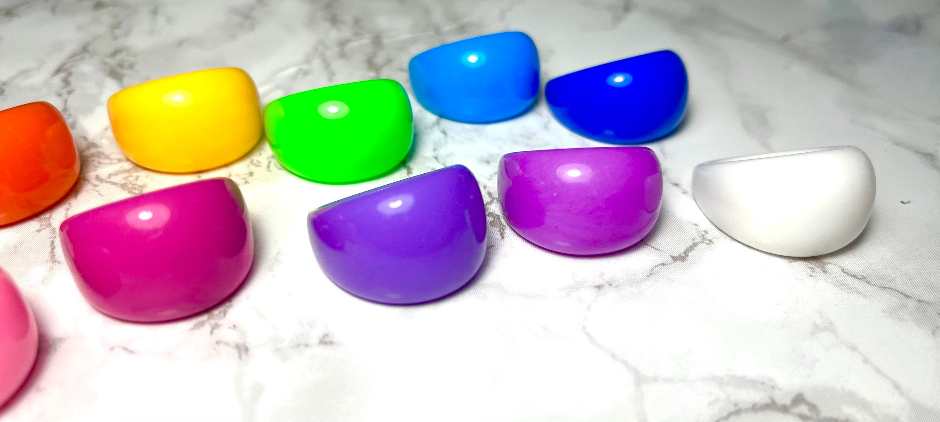 Vintage Bright Thick Plastic Statement Rings | Etsy