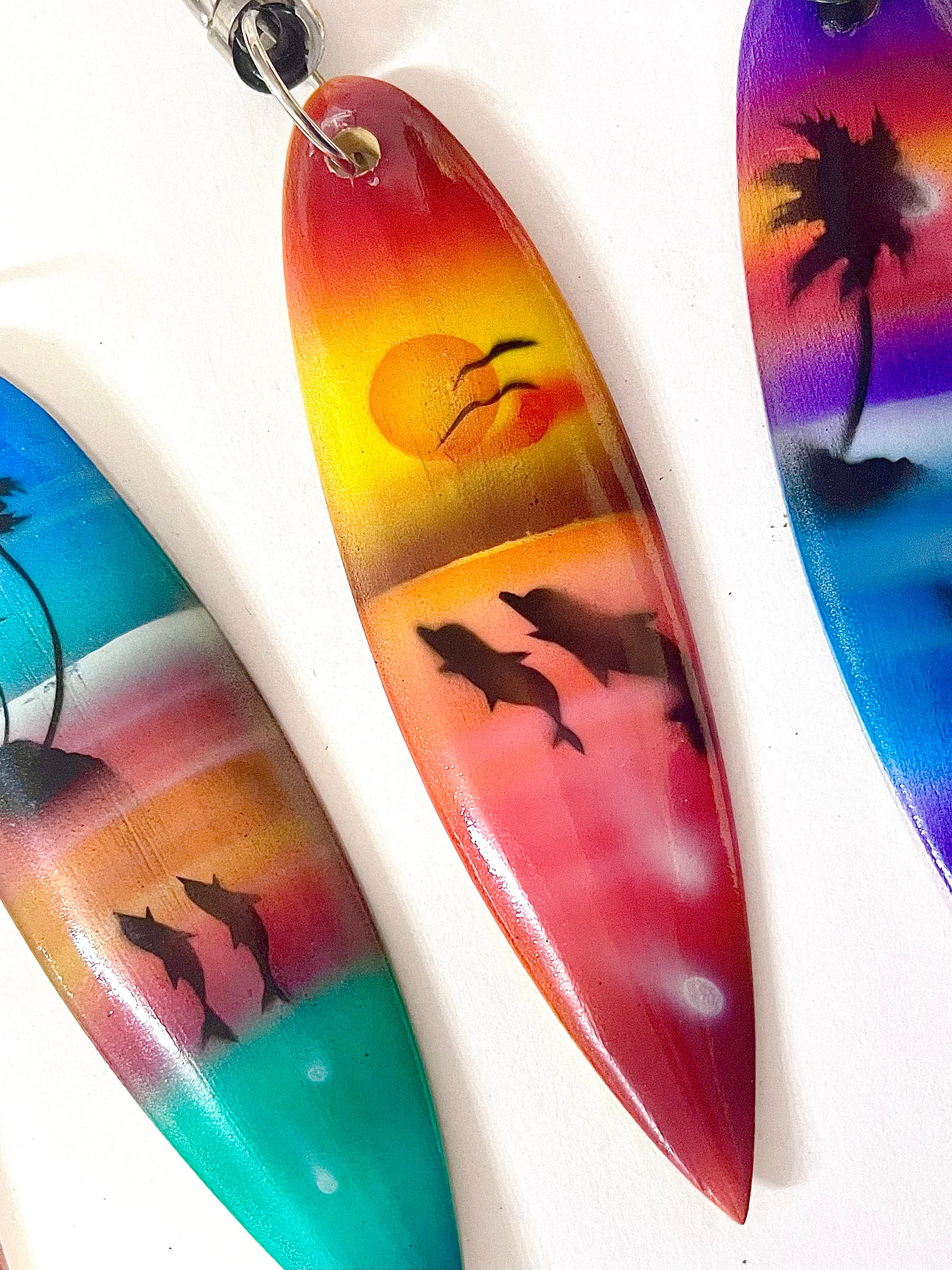 Painted Wooden Surfboard Keychains - Etsy