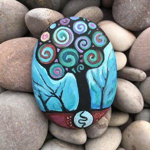 Wooden Spirit Stone: Tree of Life 5 Unique Hand Painted Designs - Etsy