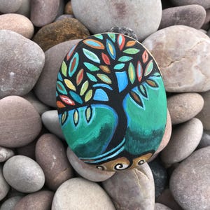 Wooden Spirit Stone: Tree of Life 5 Unique Hand Painted Designs - Etsy