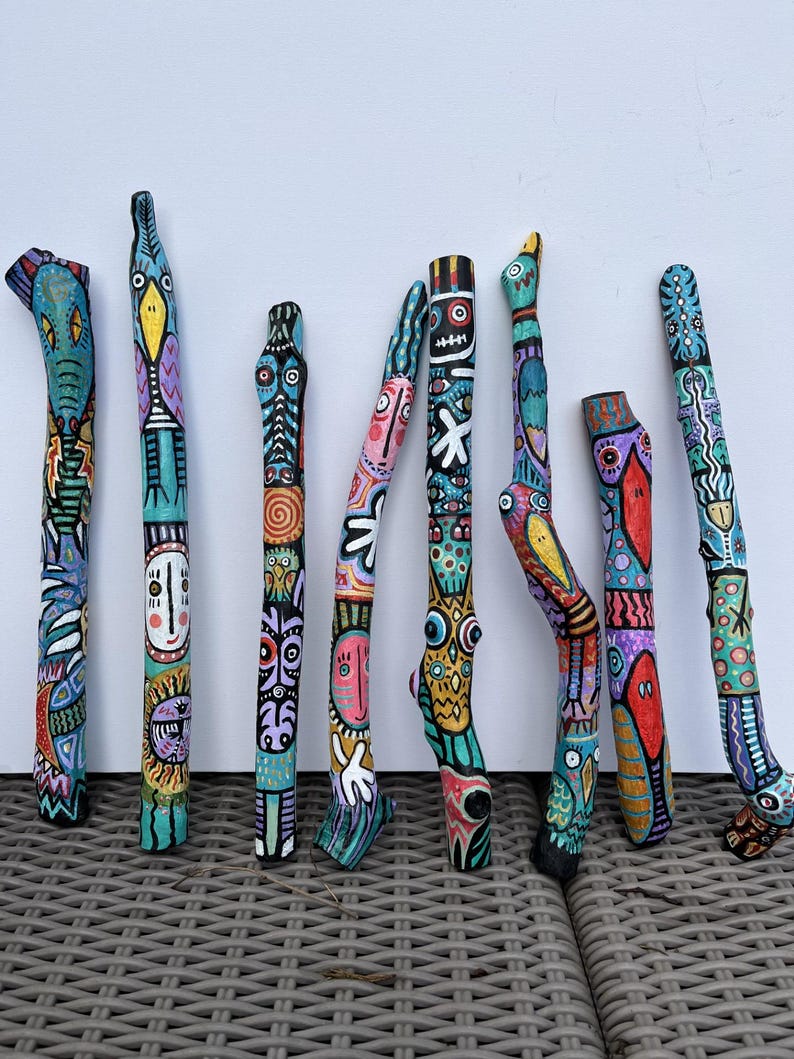 Unique & Quirky Hand-painted Talking Sticks - Etsy