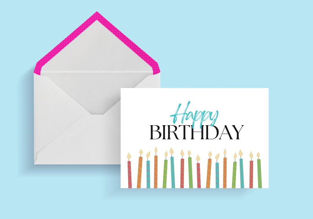 Happy Birthday Candles | Folded Printable Birthday Card - Etsy
