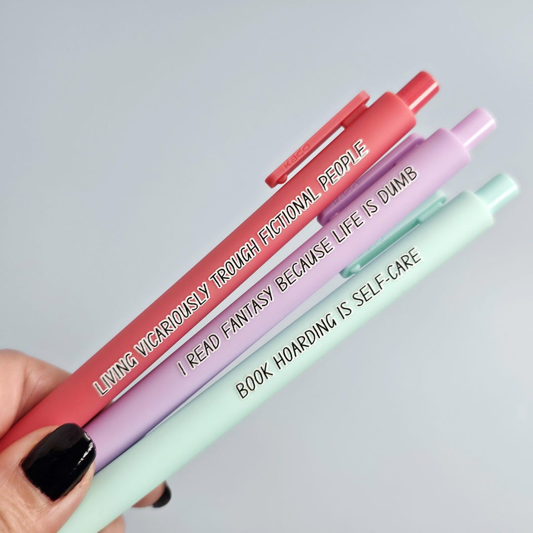 Fantasy Book Lover Pen Set | Funny Pens for Readers | “book Hoarding is ...