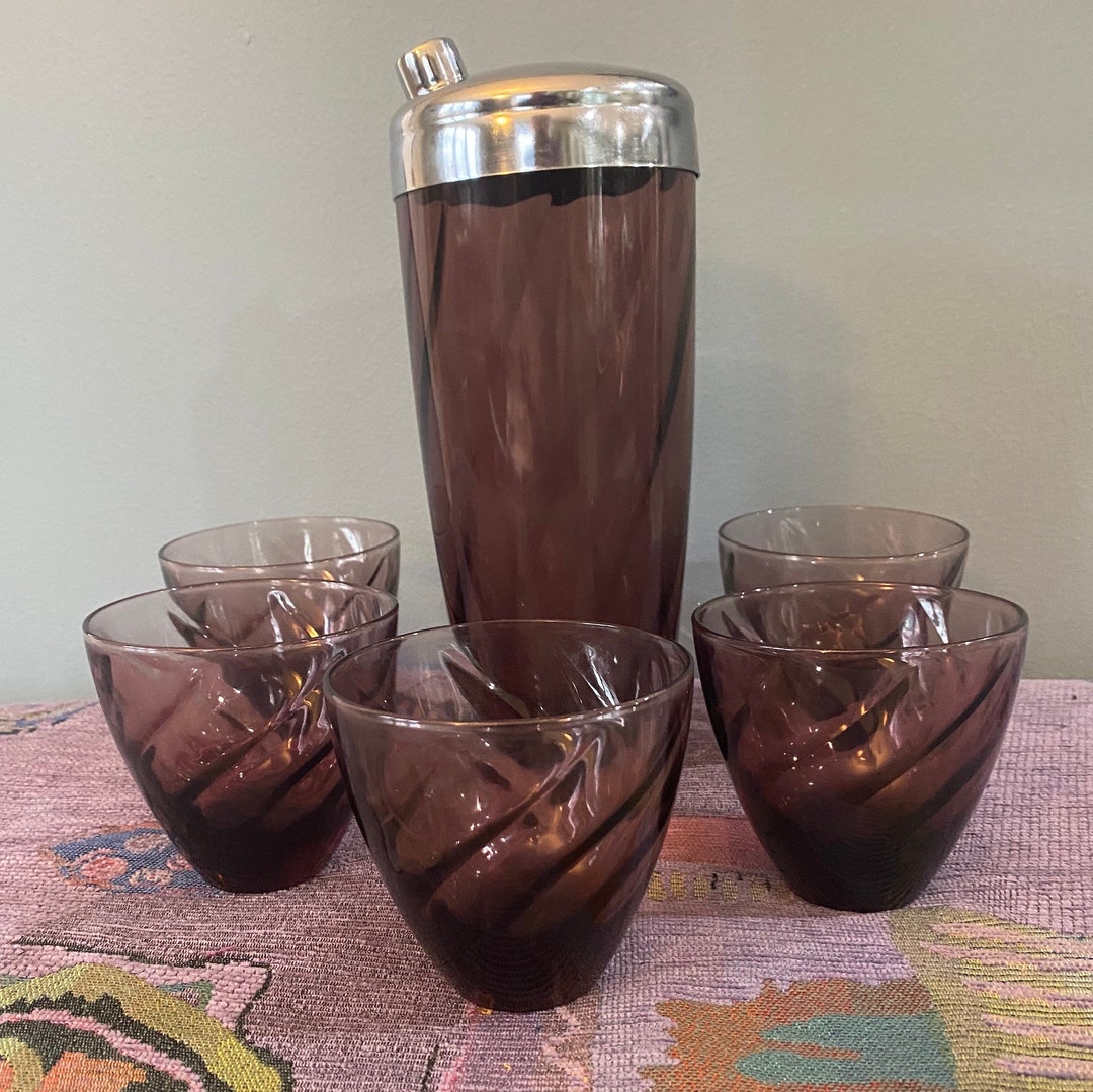 Hazel Atlas Cocktail Shaker and Glasses Moroccan Amethyst Purple - Etsy