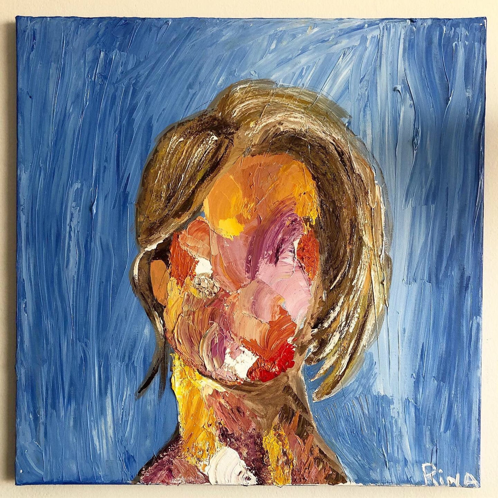 Large 3D Abstract Face Painting, Mental Health Art, Abstract Person Art ...