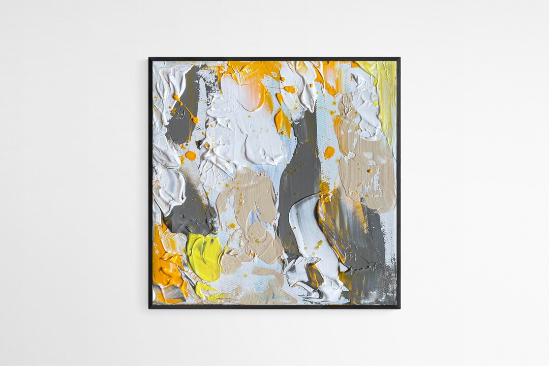 Yellow Hand Painted Abstract Painting, Painting for Work From Home ...