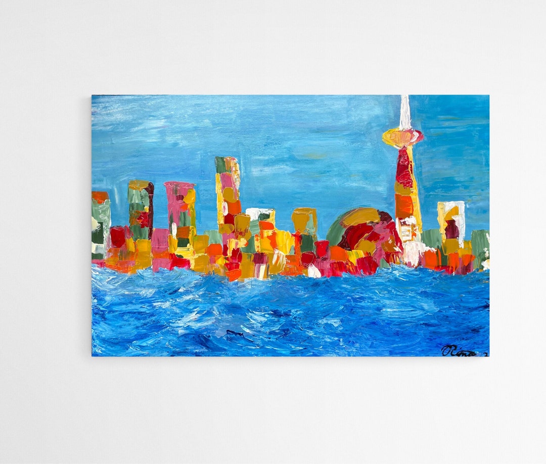 Toronto Skyline Painting, Cityscape Painting, Canada Cityscape Painting ...