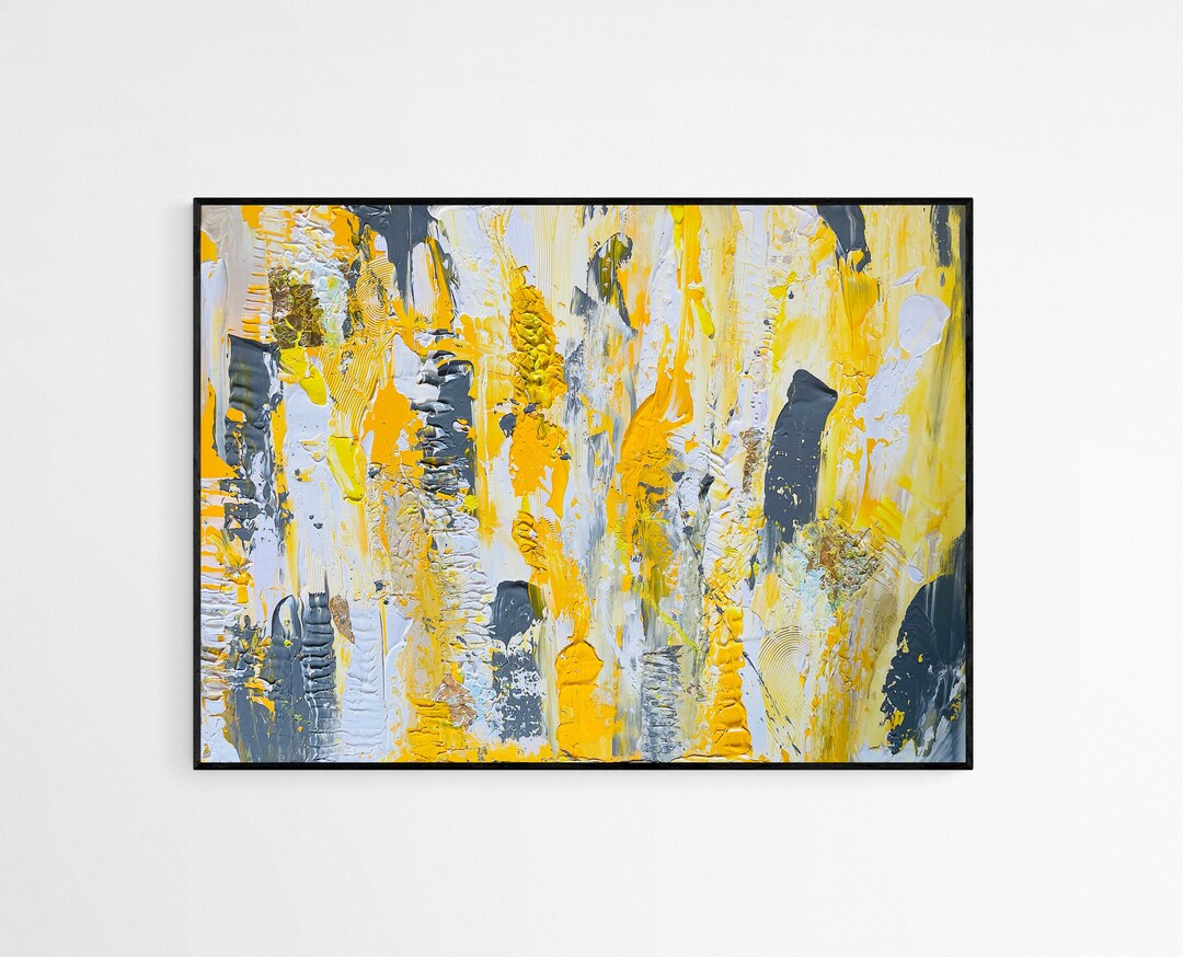 Large Yellow Hand Painted Abstract Painting, Spring Painting, Bright ...