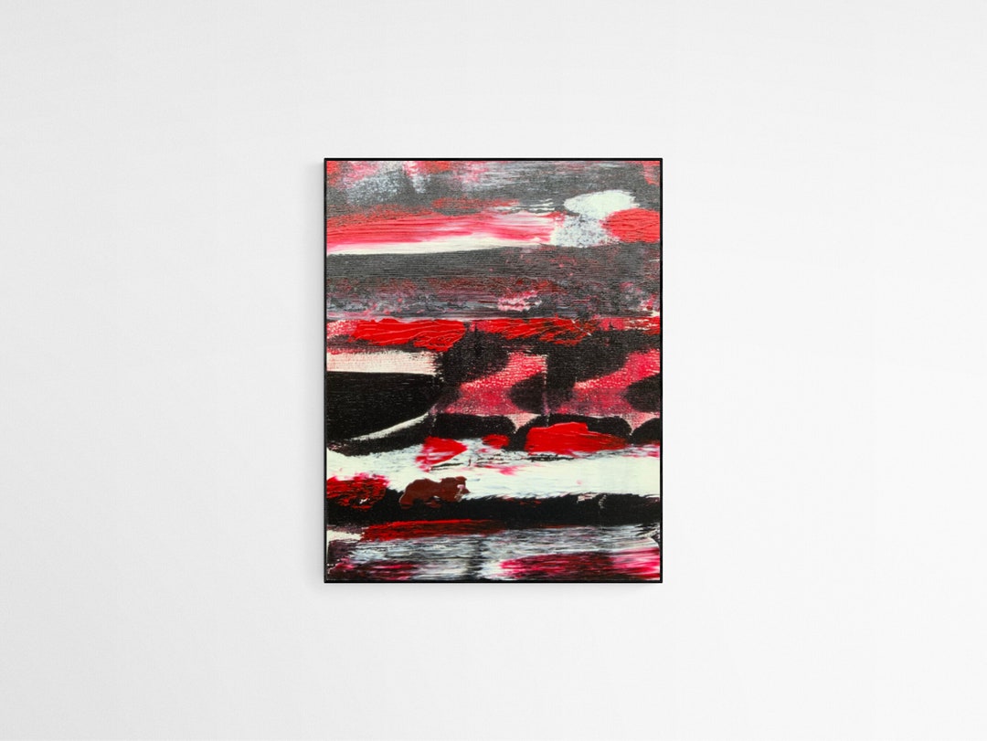 Modern Contemporary Art, Red Bold Art, Red and Black Painting, Abstract ...