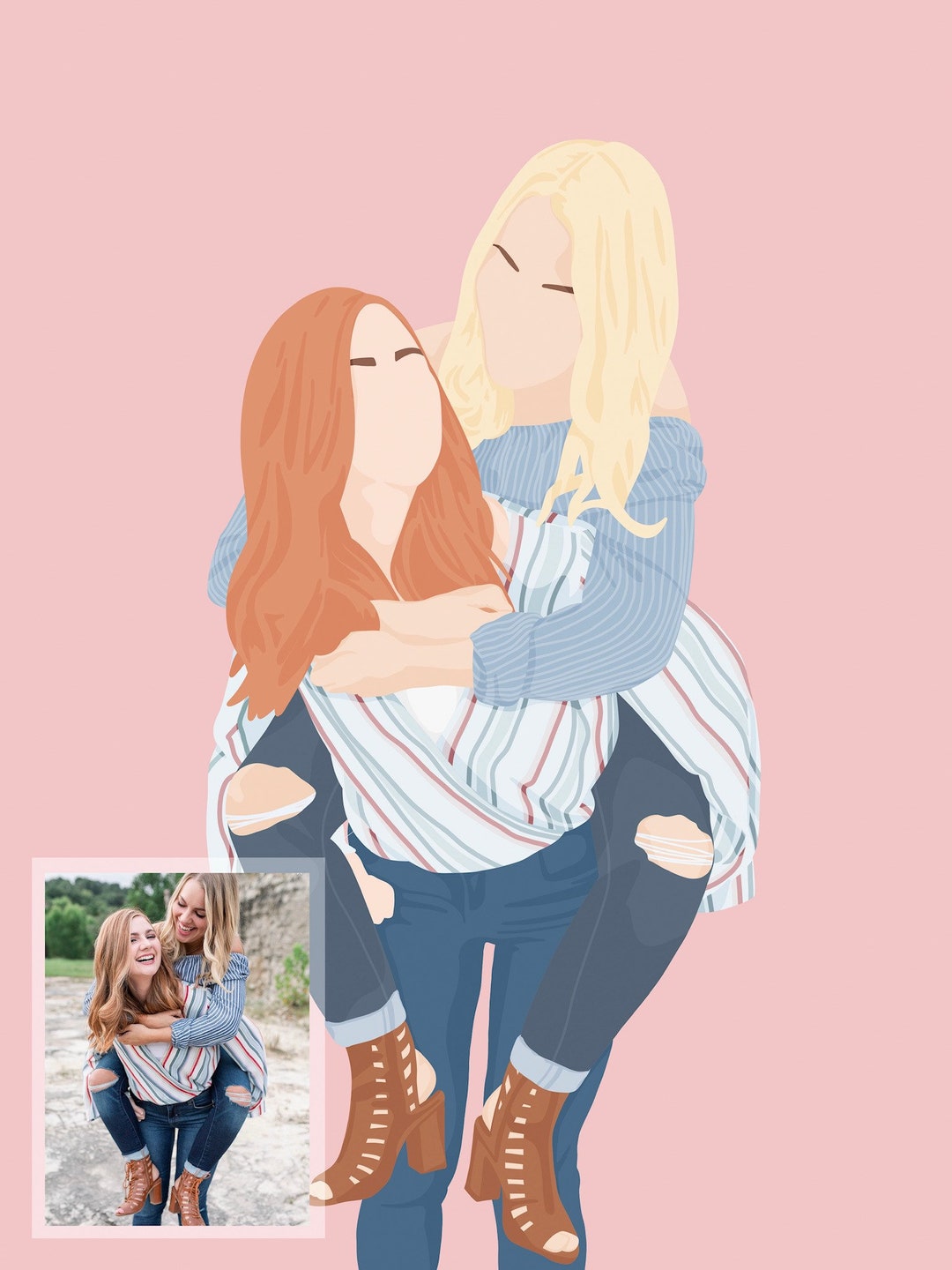 Gift for Roommate Roommates Graphic Portrait Custom - Etsy