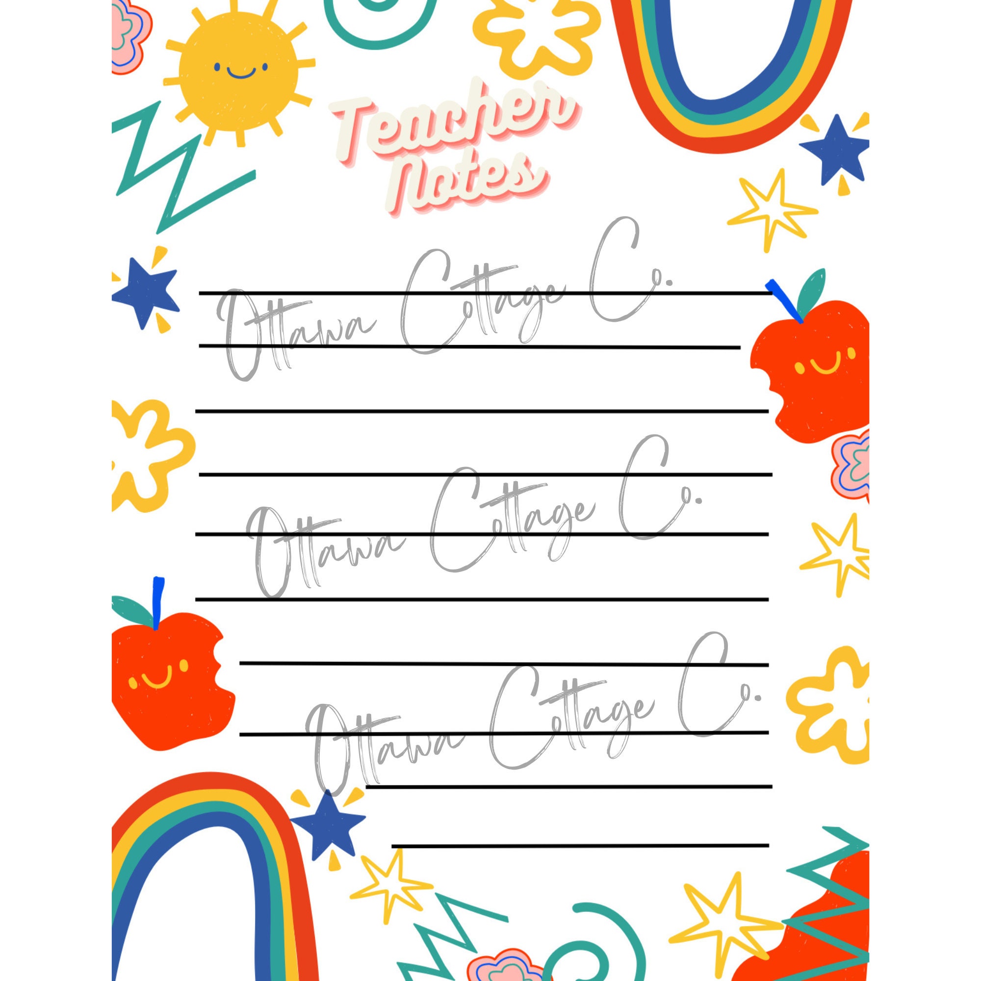 Teacher Notes Printable - Etsy