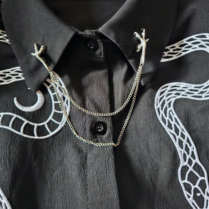 Collar Pin Chain. Bird Claw Collar Pins. Lapel Pins. Silver Collar ...