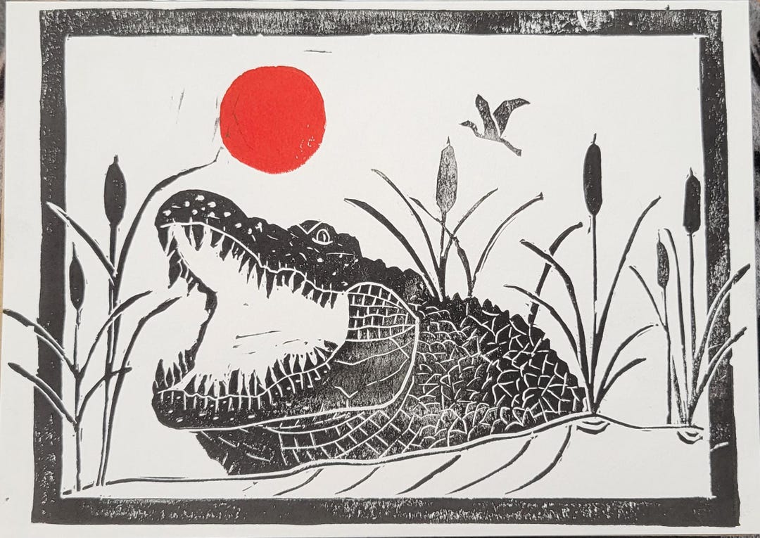Crocodile Lino Print. Alligator Print. Nature Prints. Animal Prints ...