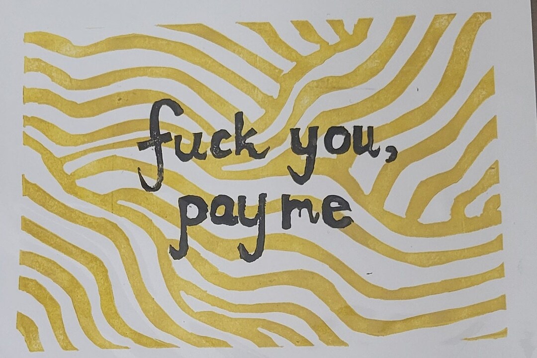 Fuck You Pay Me Linocut Print Art Social Justice Peint Etsy 