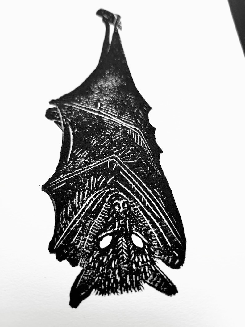 Handmade Bat Linocut Print: Gothic Home Decor (5x7) - Etsy