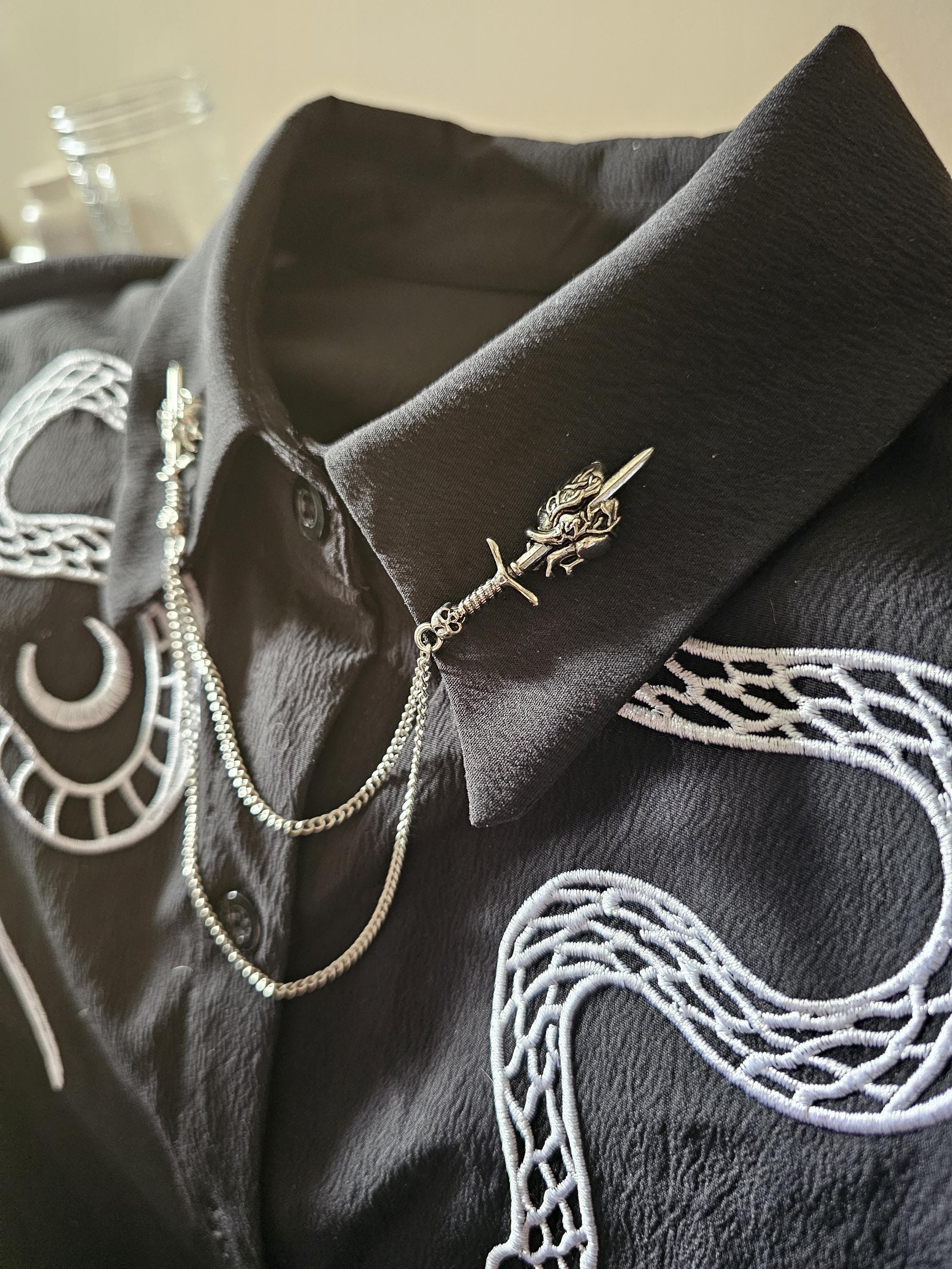 Collar Pin Chain. Sword Collar Pins. Lapel Pins. Silver Collar Chain ...