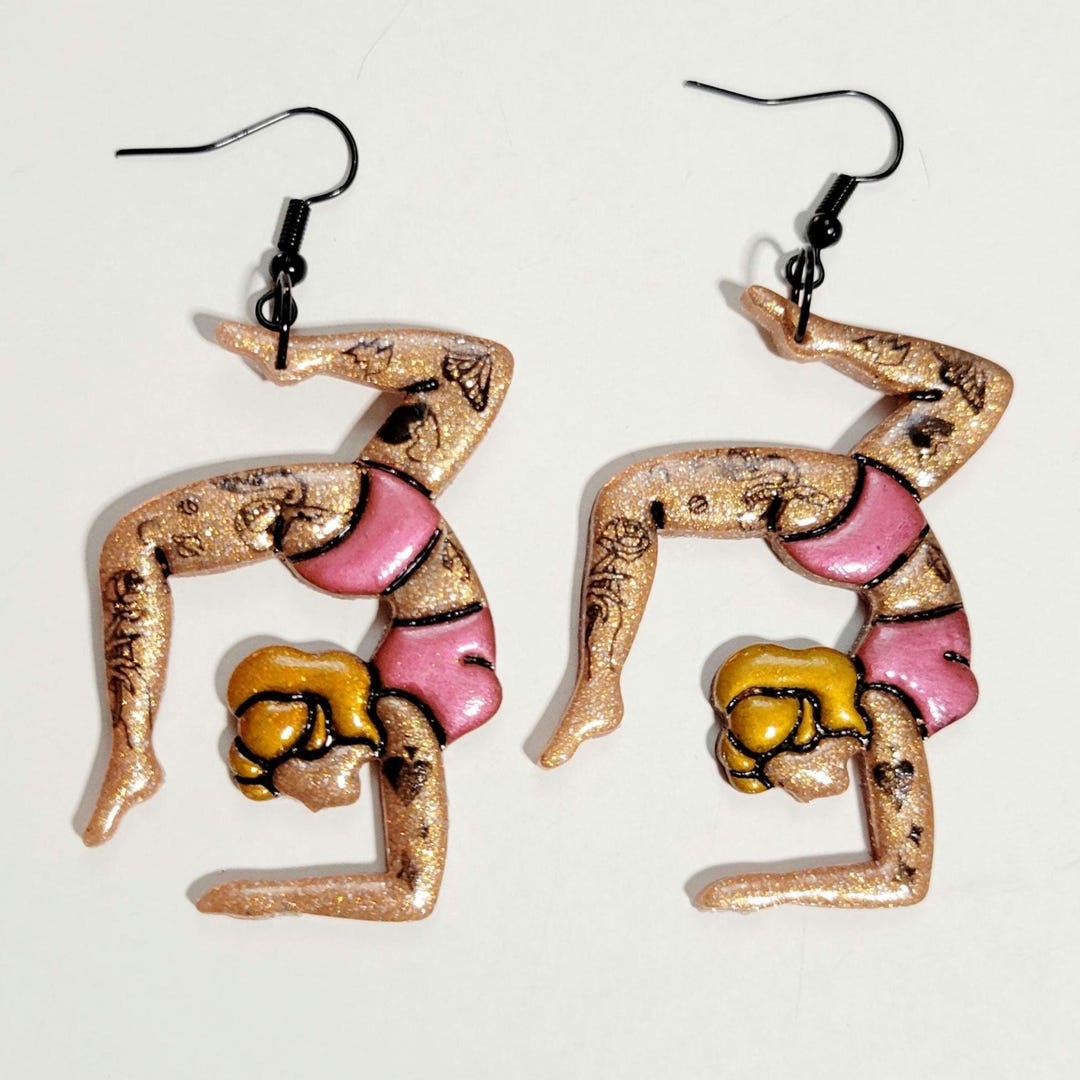 Circus Earrings. Contortionist. Retro Circus. Tattooed Woman. Handmade ...