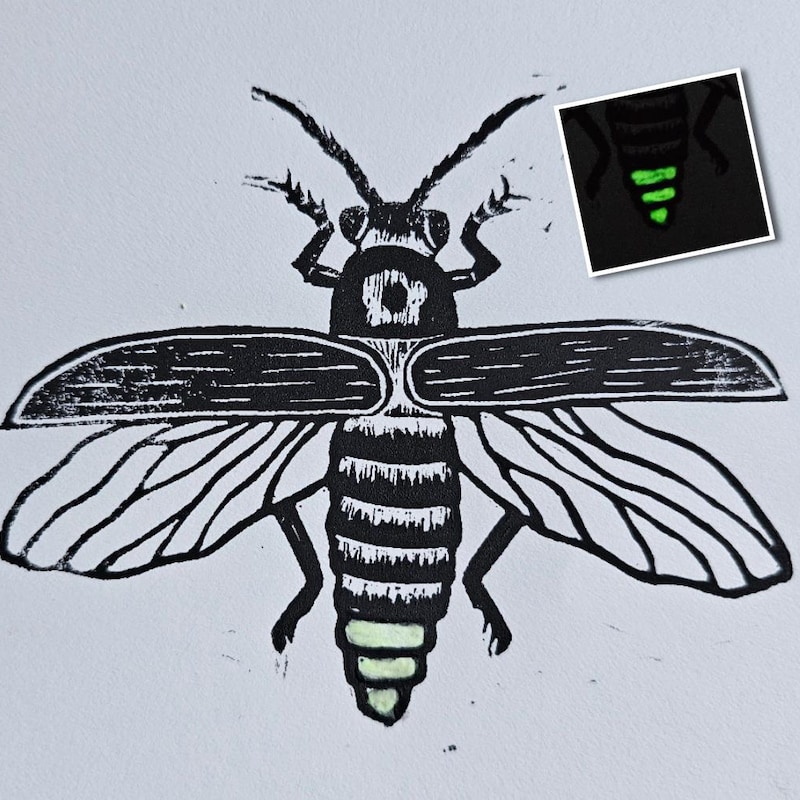 Linocut Firefly - Etsy