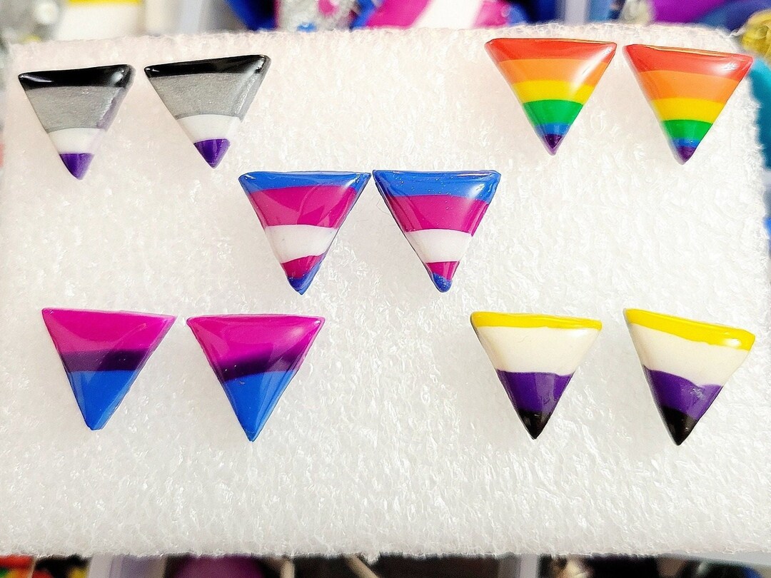 Pride Earrings. Pride Flag Triangle. Pride Stud Earrings. Queer, Lesbian, Bi, Trans, Enby, Ace ...