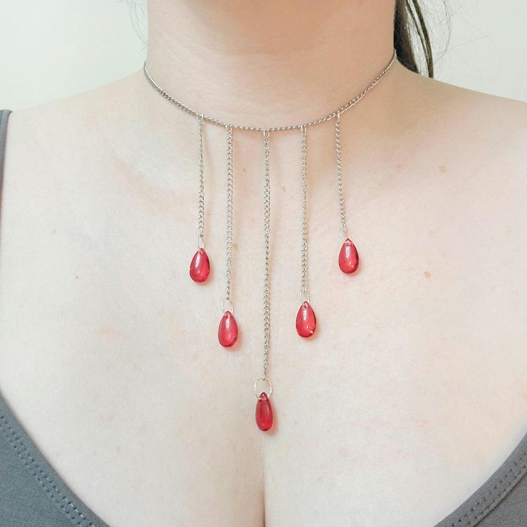 Blood Drip Necklace. Blood Drop Necklace. Chocker Necklace. Gothic ...