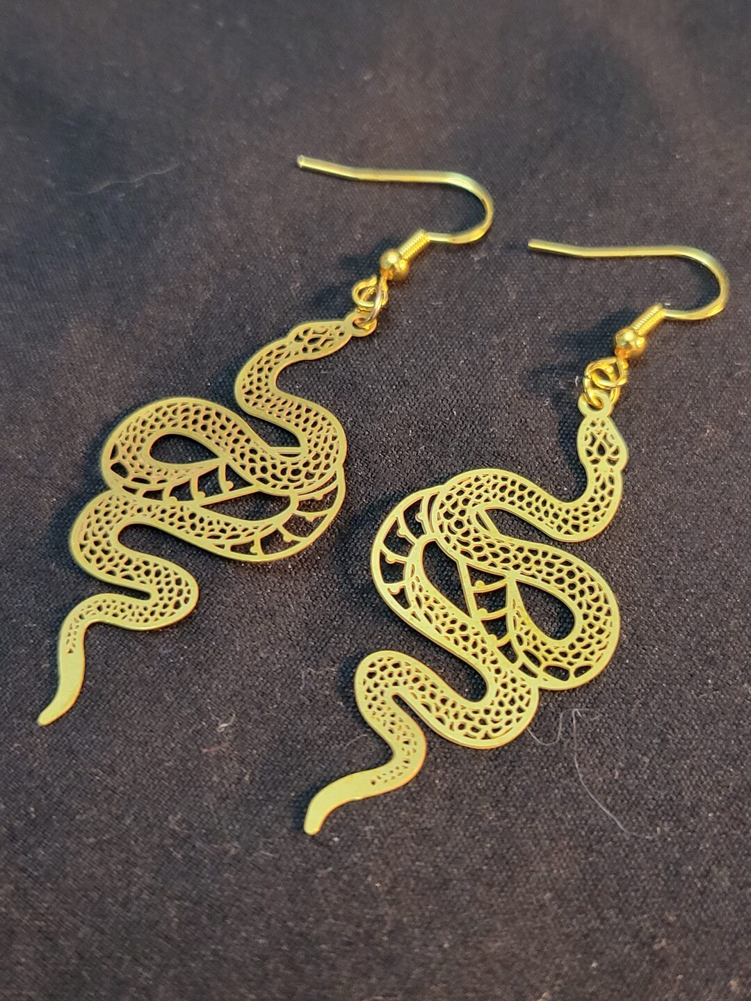 Gold Snake Earrings. Drop Dangle Snake Earrings. Snake - Etsy