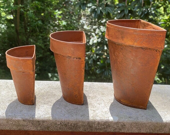 Set of 3 Half Nesting Hanging Rustic Flower Pots, Fairy Garden Rustic ...