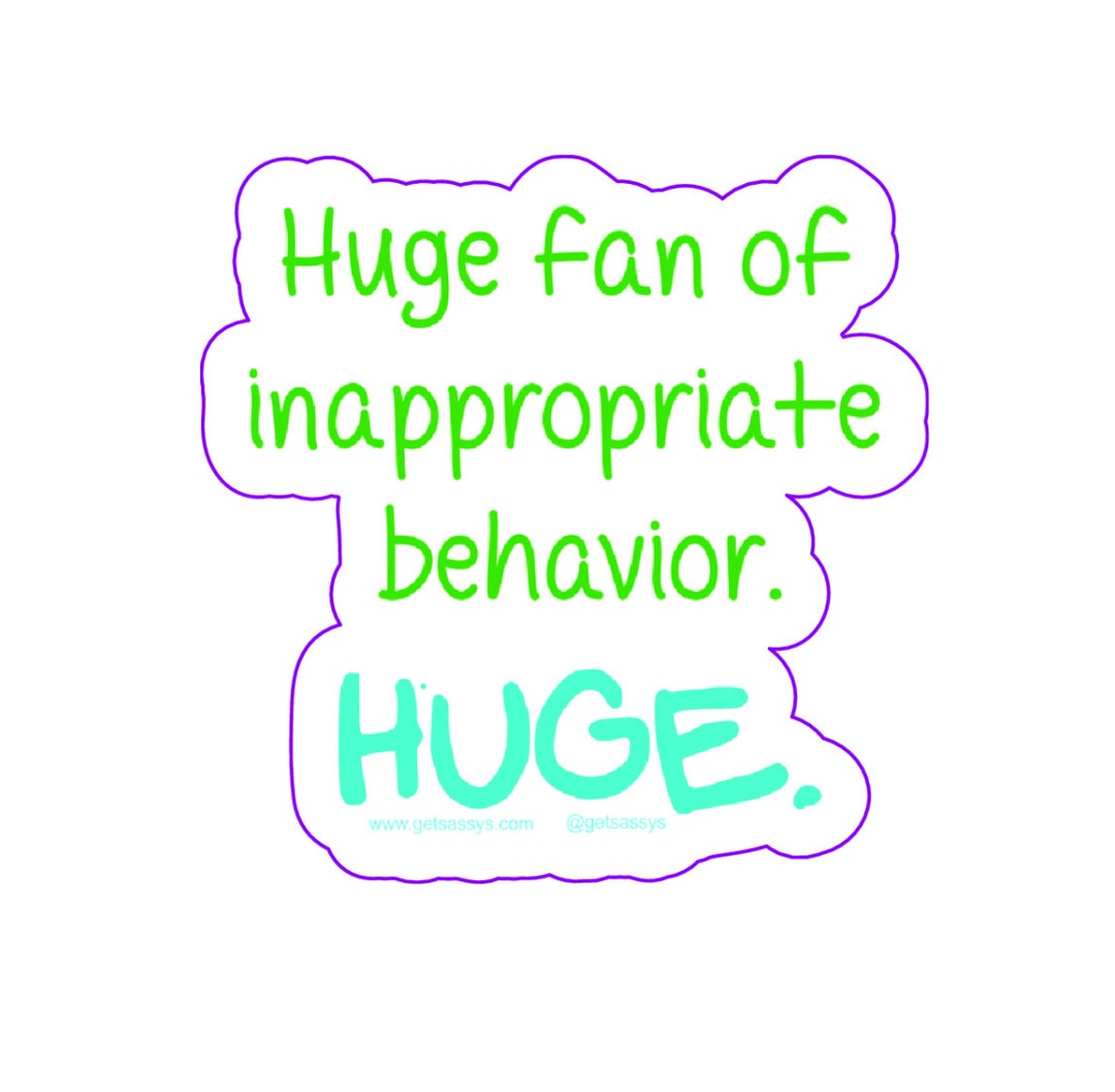 Huge Fan of Inappropriate Behavior HUGE 3 Die Cut Vinyl Sticker ...