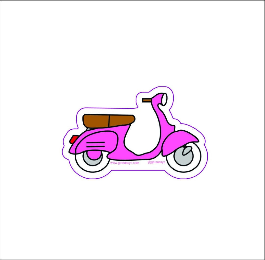 Pink Vespa- 3" Die Cut Vinyl Sticker, Waterproof, Weatherproof, Durable ...