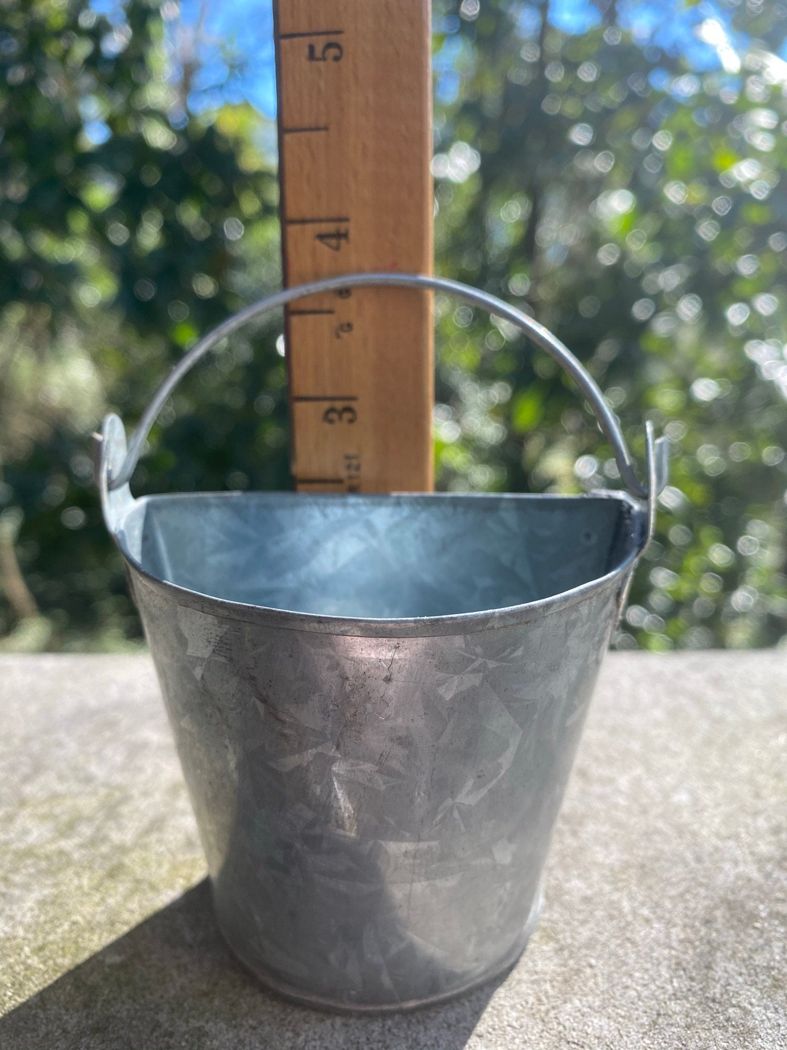 French Fairy Garden Galvanized Half Bucket, Garden Accessories, Mini ...