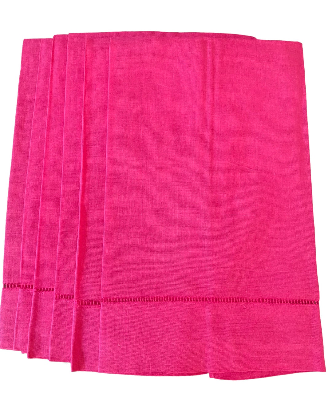 Hot Pink Linen Hemstitch Fingertip Towels - Set of 6 - Etsy